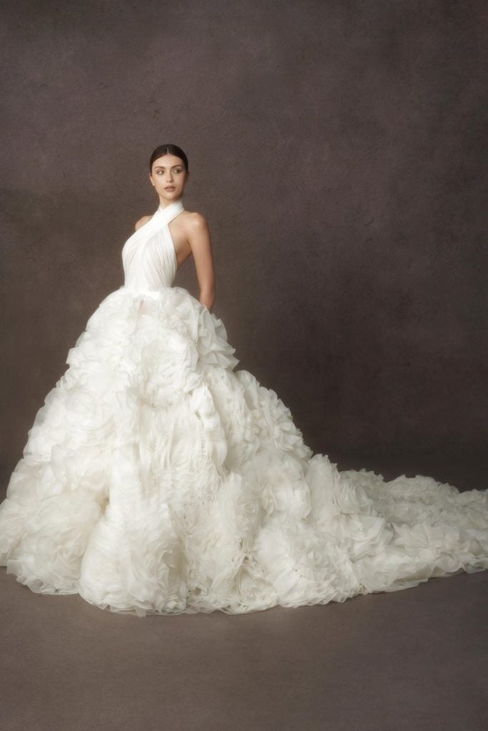 Halter Neck Ball Gown Wedding Dress With Textured Skirt | Kleinfeld Bridal