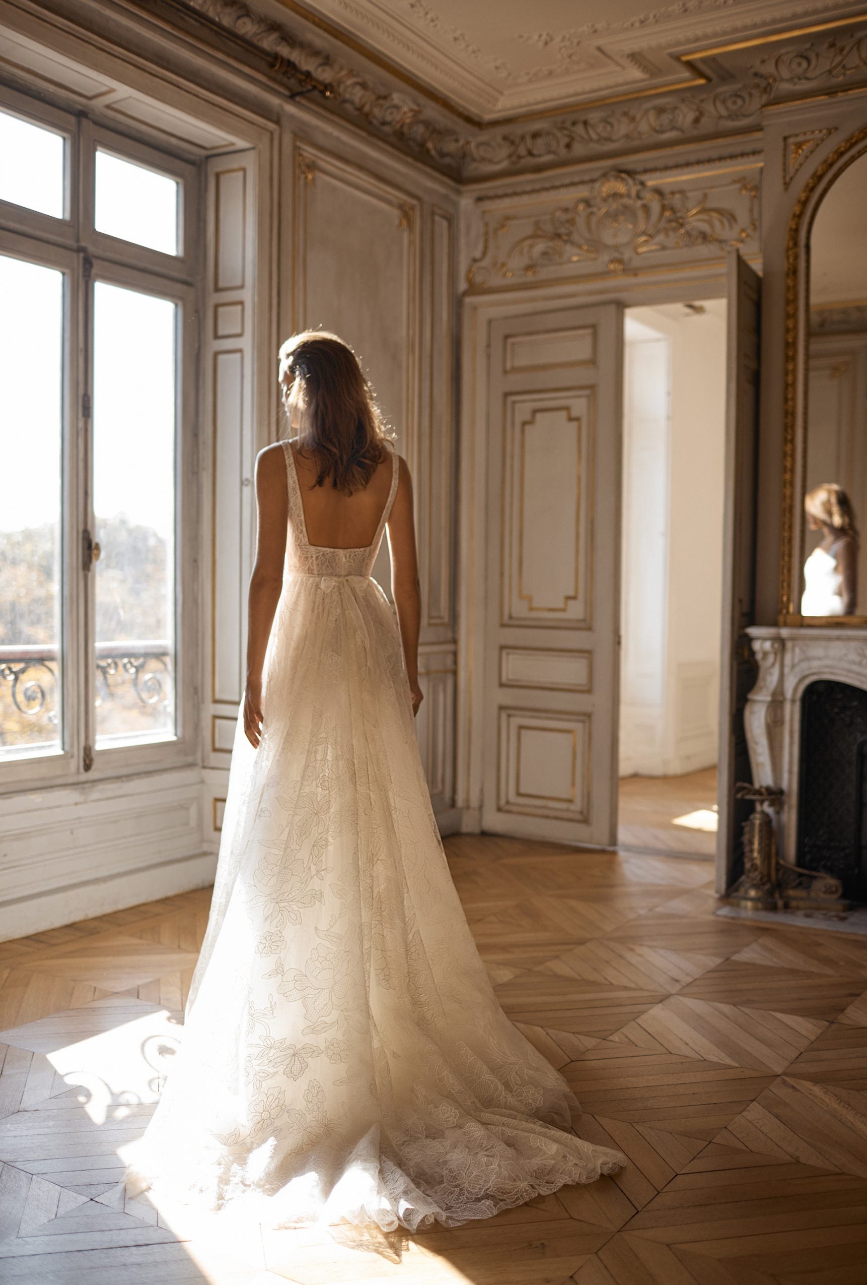 Square Neck Floral A-Line Wedding Dress | Kleinfeld Bridal