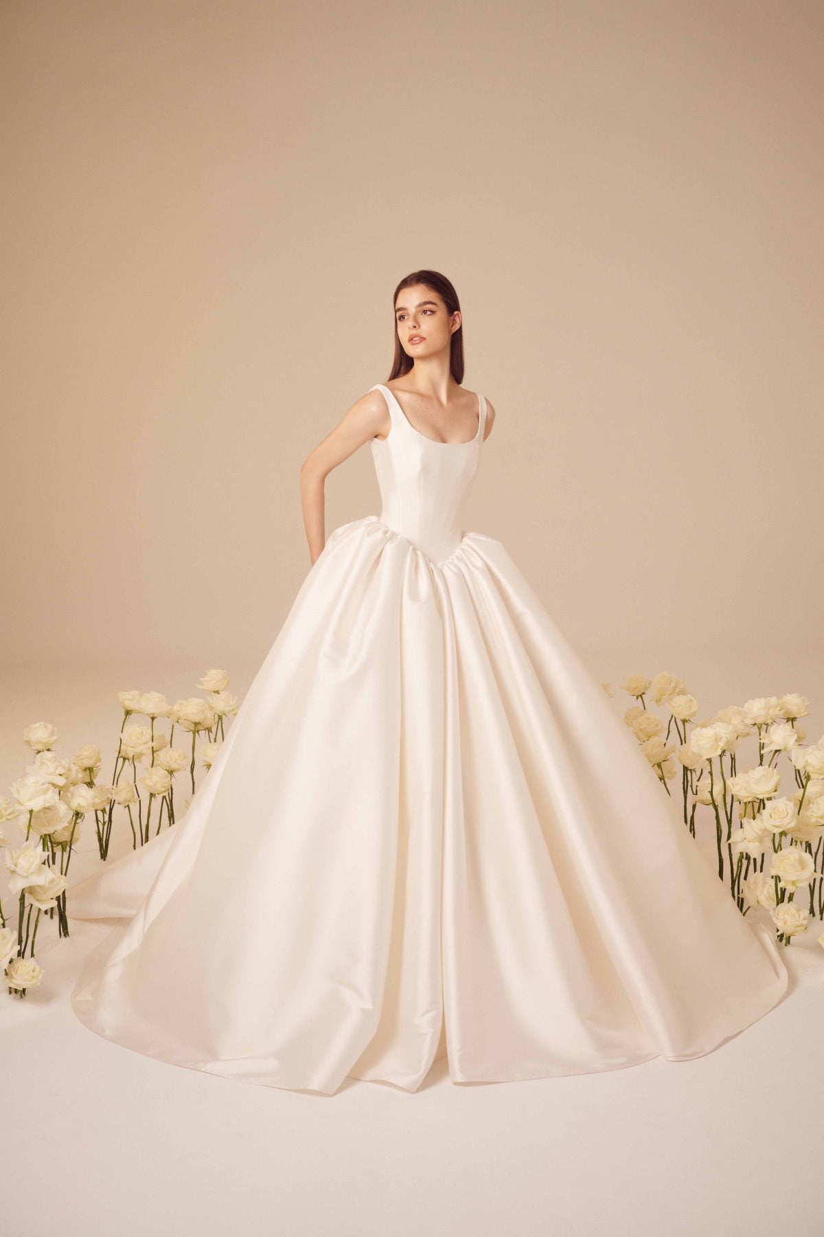 Dramatic Elegant Basque-Waist Ball Gown | Kleinfeld Bridal