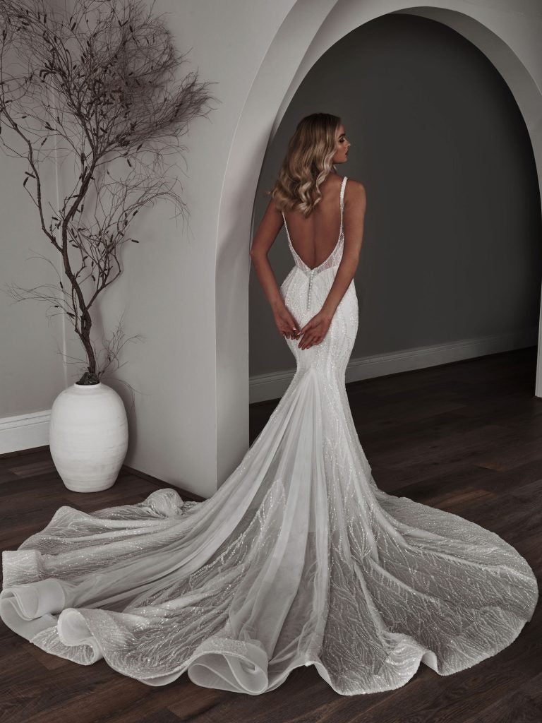 V-Neck Fit-and-Flare Wedding Dress | Kleinfeld Bridal