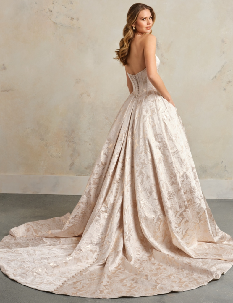 Basque-Waist Floral Jacquard Ball Gown | Kleinfeld Bridal