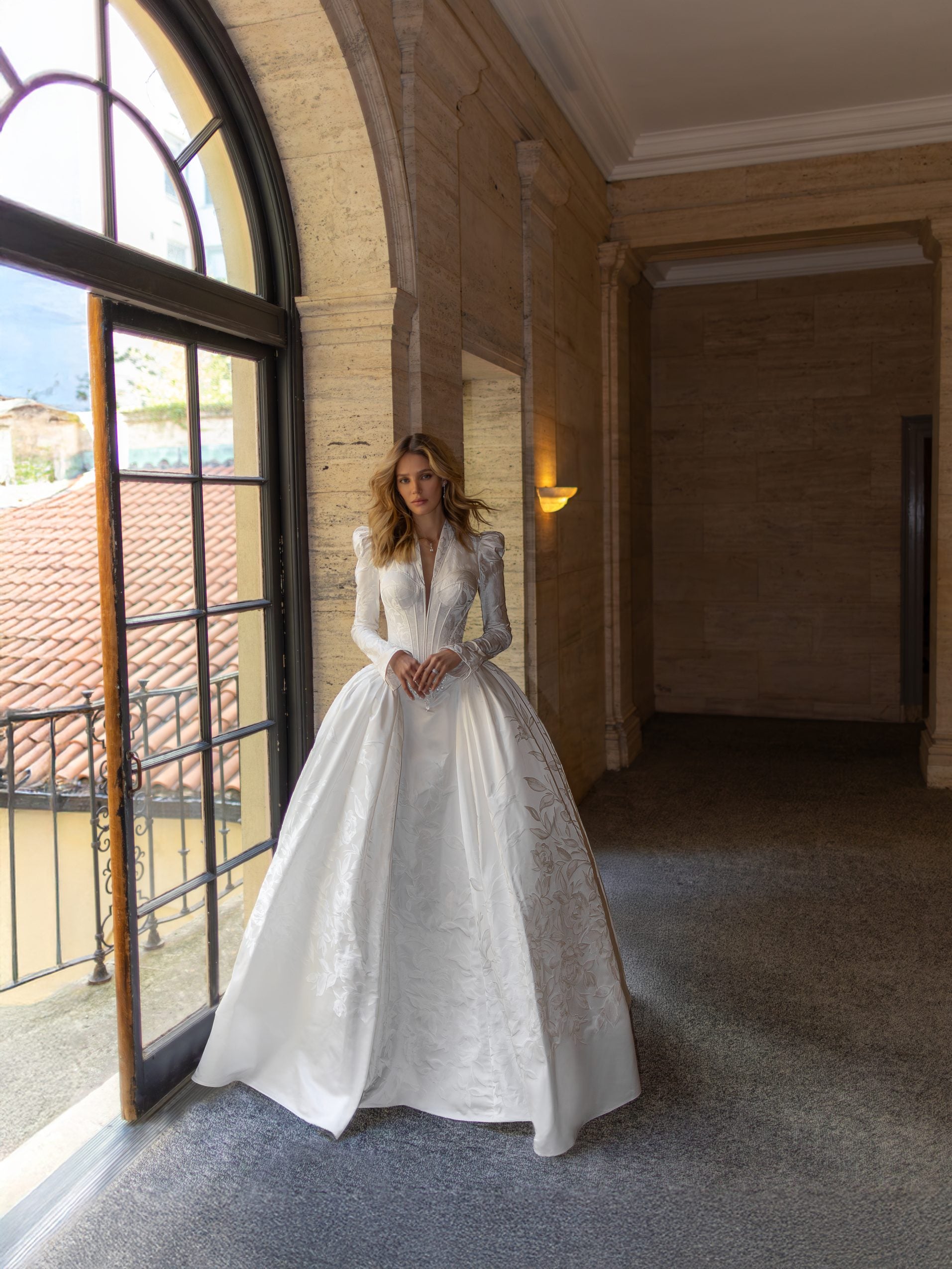 Timeless Long Sleeve Jacquard Ball Gown | Kleinfeld Bridal