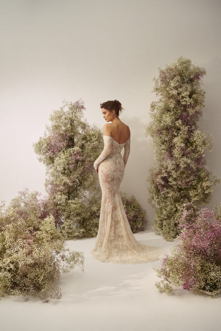 Lace Fit-and-Flare Dress With Overskirt | Kleinfeld Bridal