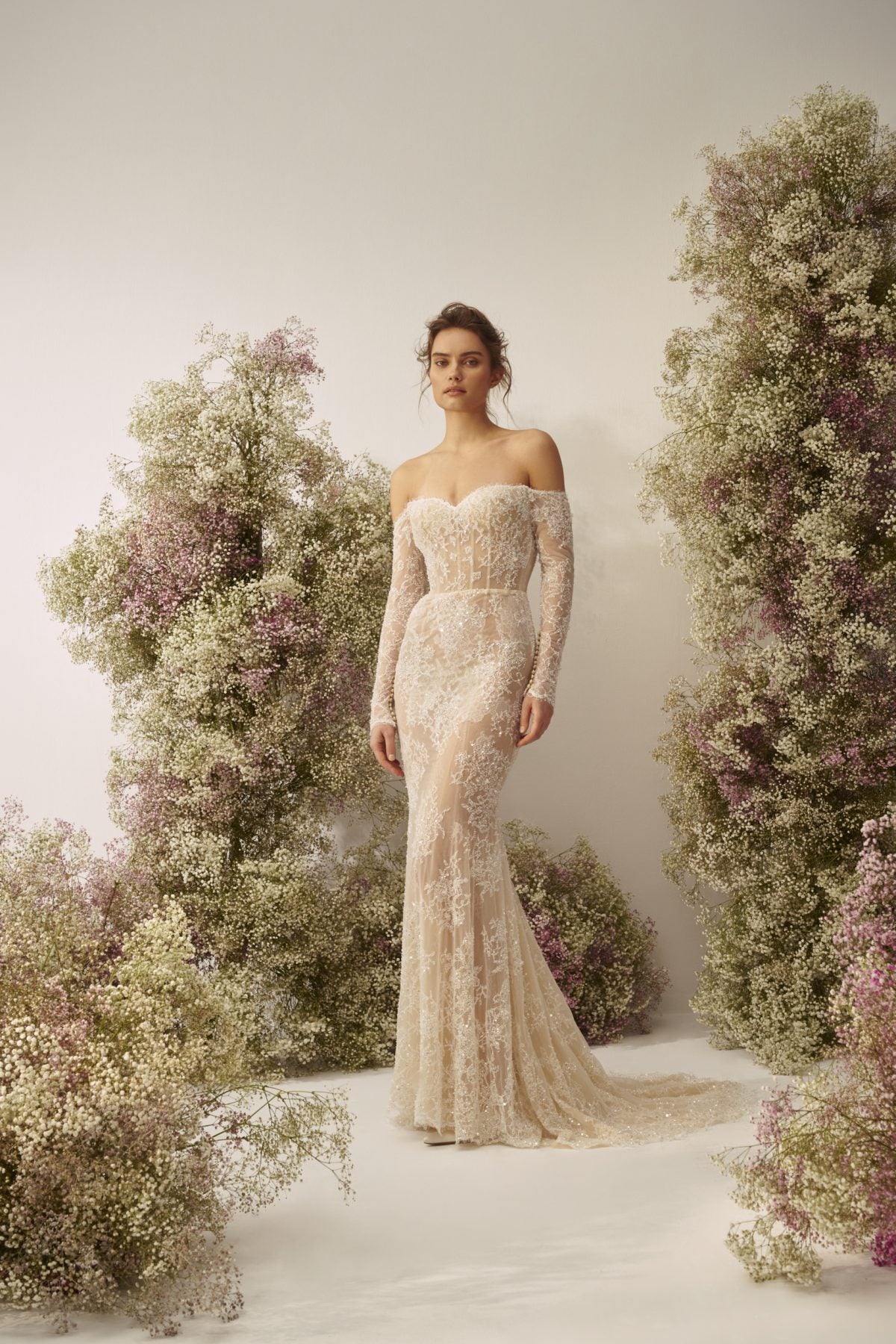Lace Fit-and-Flare Dress With Overskirt | Kleinfeld Bridal