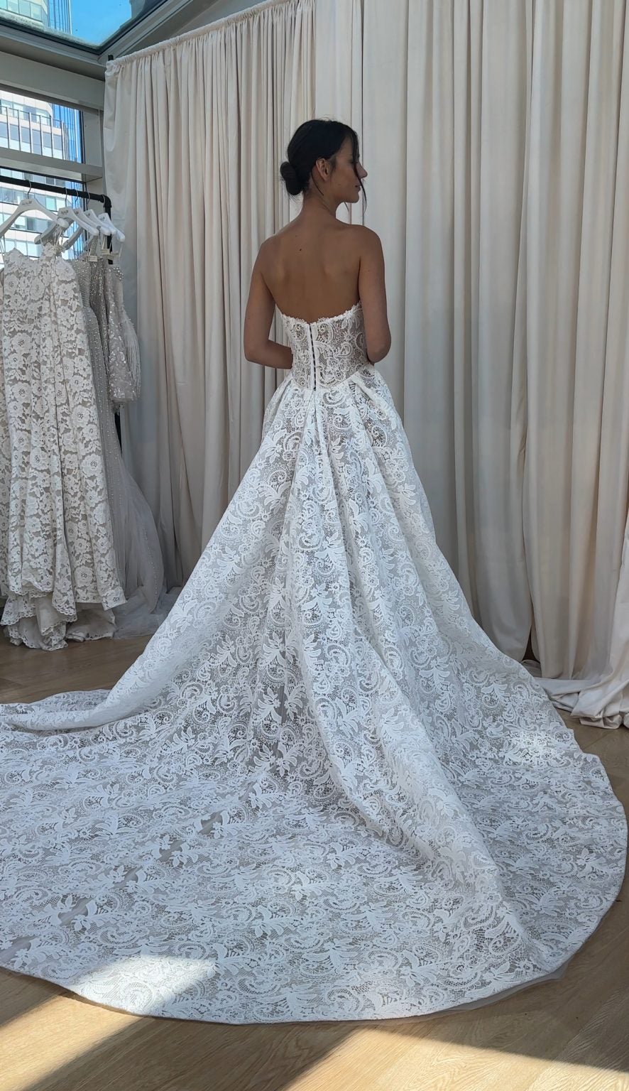 Chic Pearl Lace Basque-Waist Ball Gown | Kleinfeld Bridal