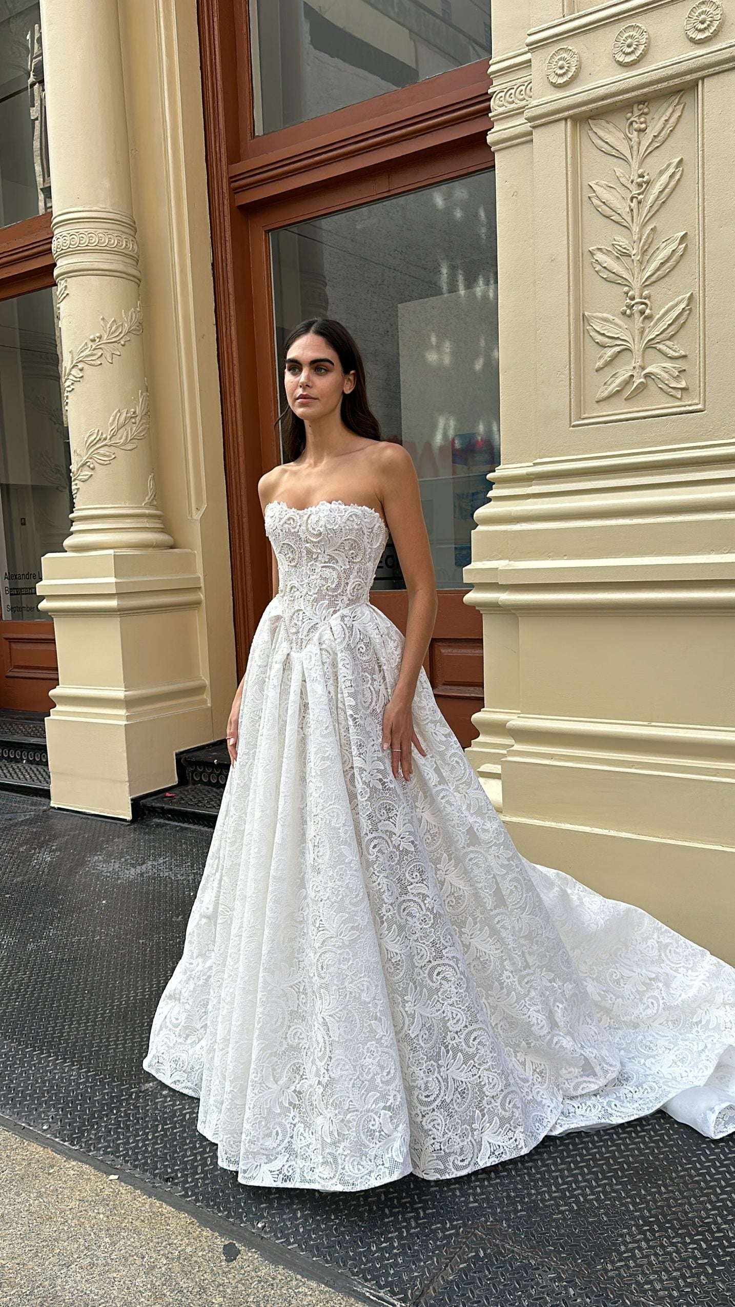 Chic Pearl Lace Basque-Waist Ball Gown | Kleinfeld Bridal