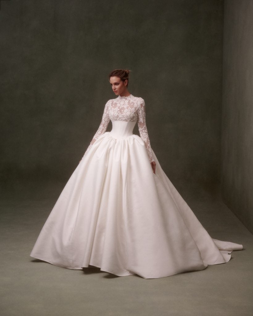 Long Sleeve Lace Ball Gown Silk Skirt | Kleinfeld Bridal