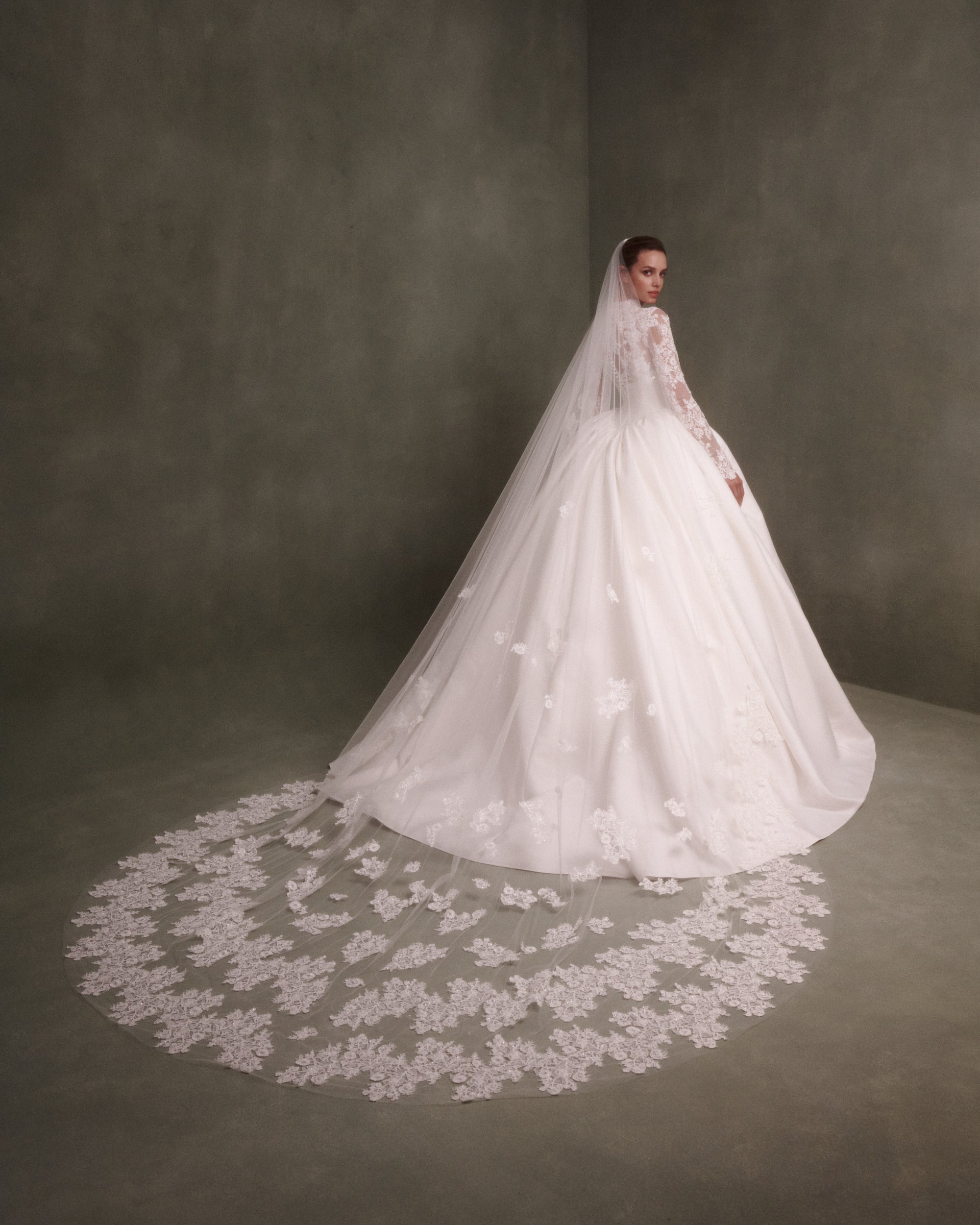 Long Sleeve Lace Ball Gown Silk Skirt | Kleinfeld Bridal
