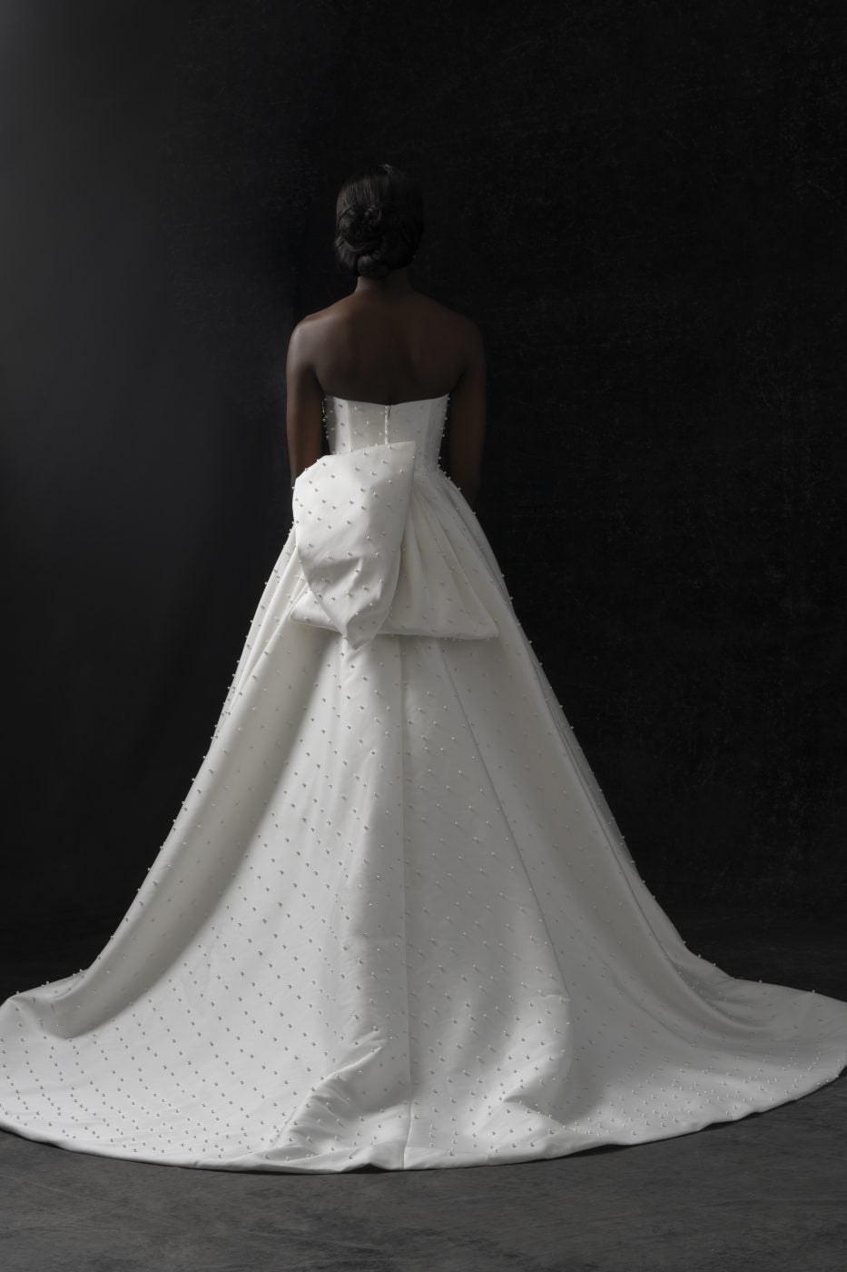 Strapless Pearl-Embellished Silk Mikado Ball Gown With Bow | Kleinfeld Bridal