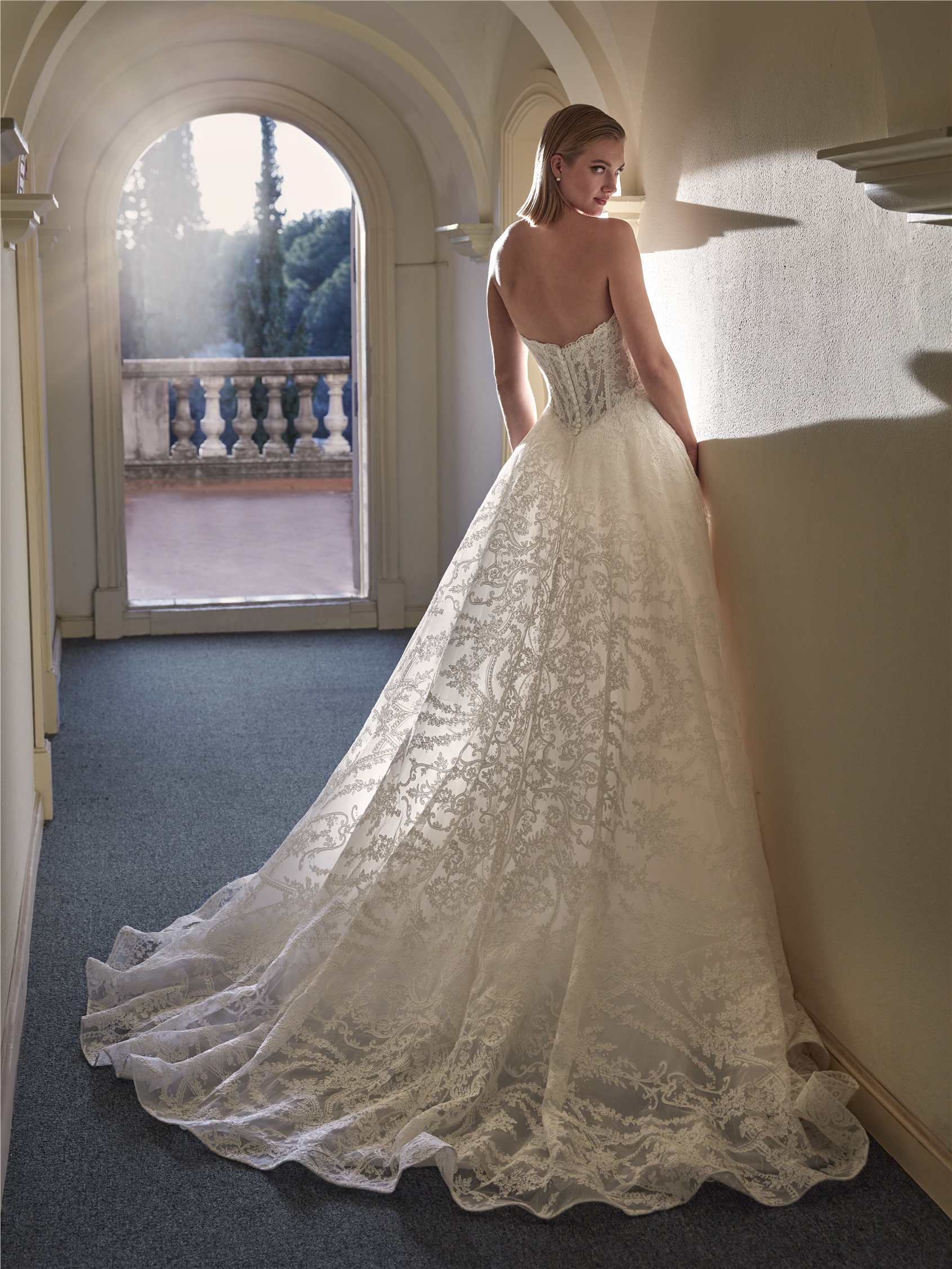 Romantic Basque-Waist Lace A-Line Wedding Dress | Kleinfeld Bridal